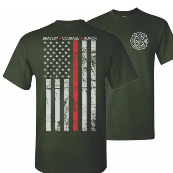 Handmade | Shirts | Thin Red Line Firefighter Fire Fighter Hero Tshirt ...
